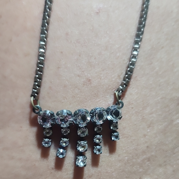 Sabika | Jewelry | Sabika Silver Necklace With Crystal Charms | Poshmark